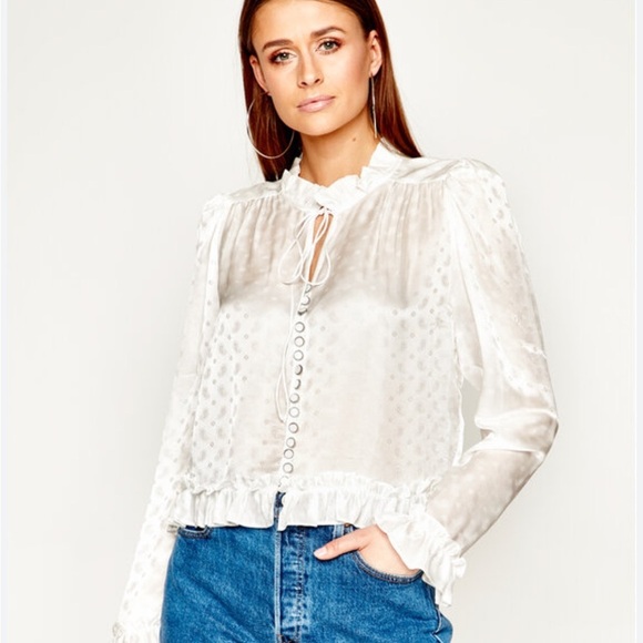 The Kooples | Tops | The Kooples Silk Paisley Ruffled Top In White ...